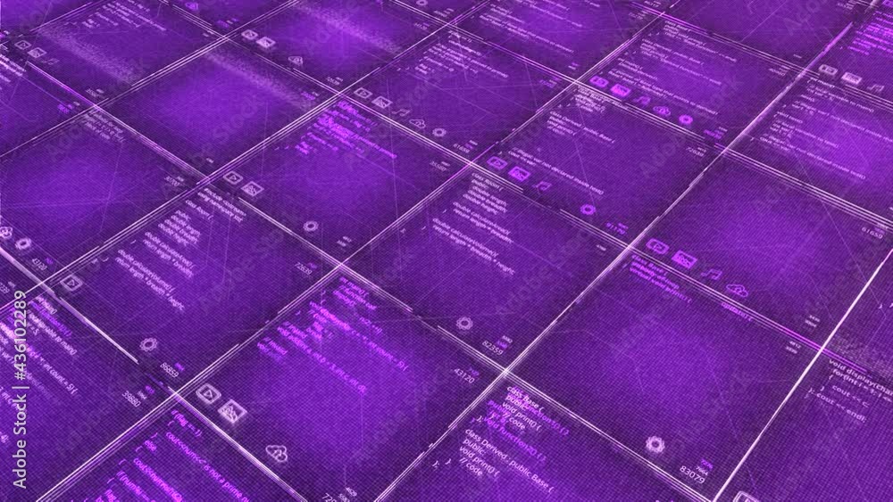 Bright computer background with program codes. Animation. Background ...