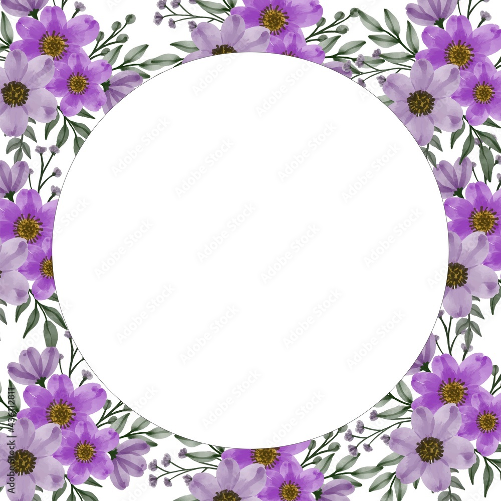 purple flower bouquet frame with white background. Vector design Stock ...