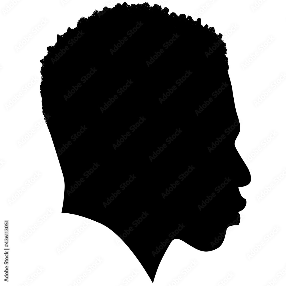 ภาพประกอบสต็อก African American profile picture, Man from the side with ...