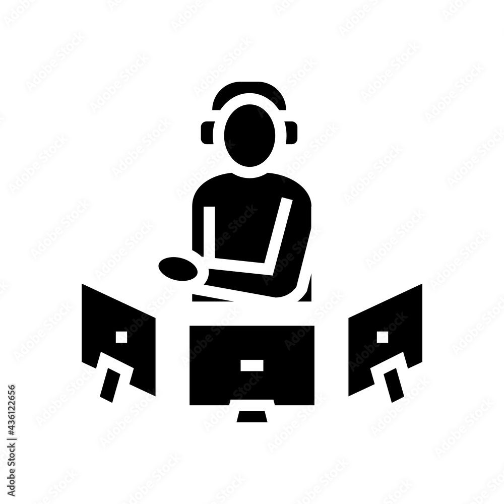 dispatcher controlling flight way glyph icon vector. dispatcher ... dispatcher controlling flight way glyph icon vector. dispatcher ...