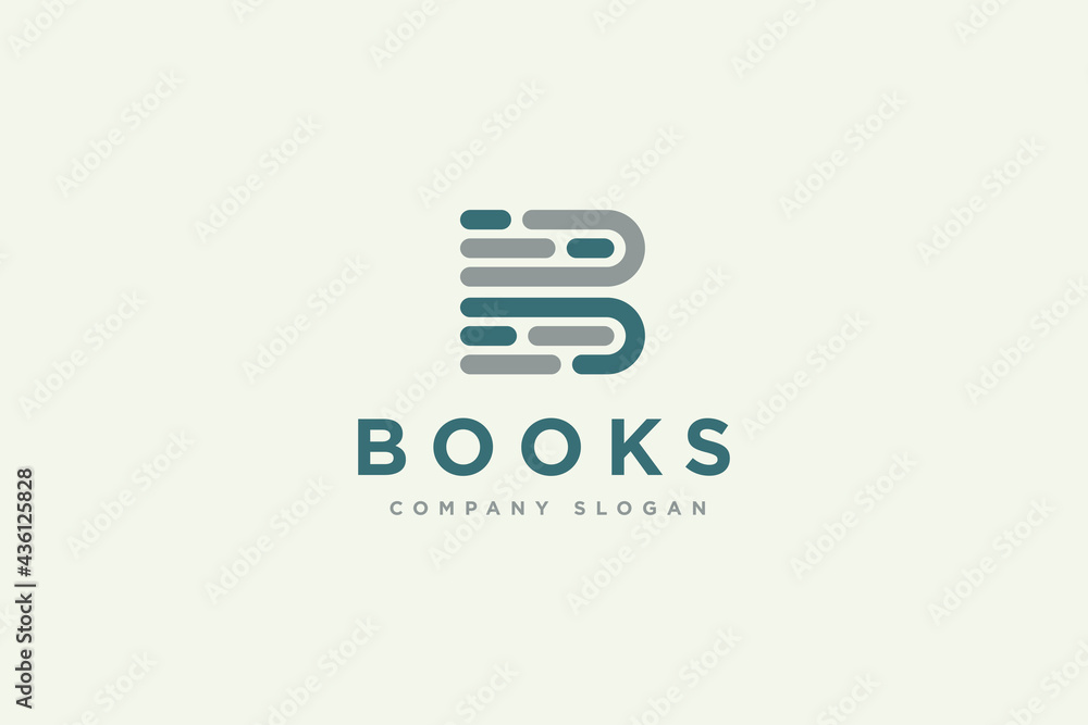Letter B for book logo design vector illustration. Letter B for book ...