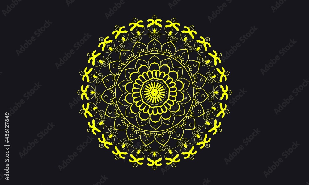 Ornamental Yellow Mandala and decorative Background Design Stock Vector ...