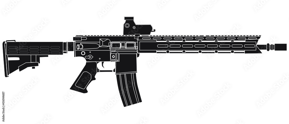 Silhouette AR Assault rifle isolated on white Stock Vector | Adobe Stock