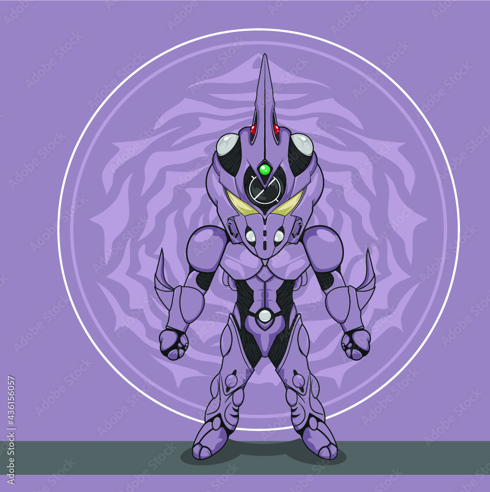 Cartoon cyborg. Battle cyborg. Cartoon vector illustration. Vector ...