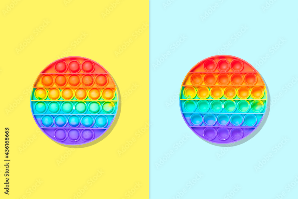Round rainbow silicone kids toys antistress pop it or simple dimple ...