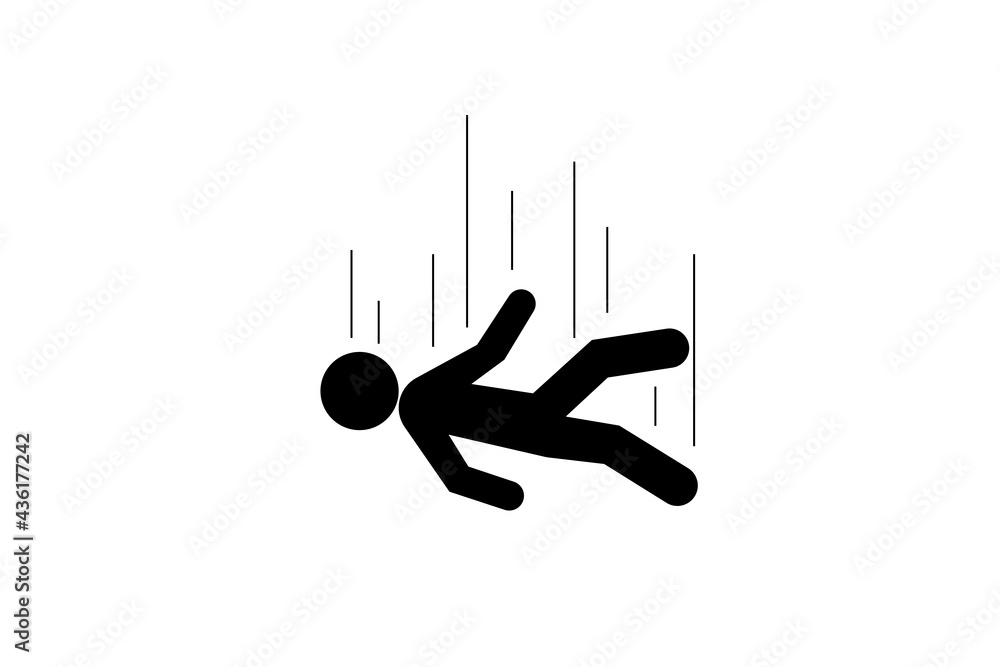 Caution symbols with stick figure man falling Stock Vector | Adobe Stock