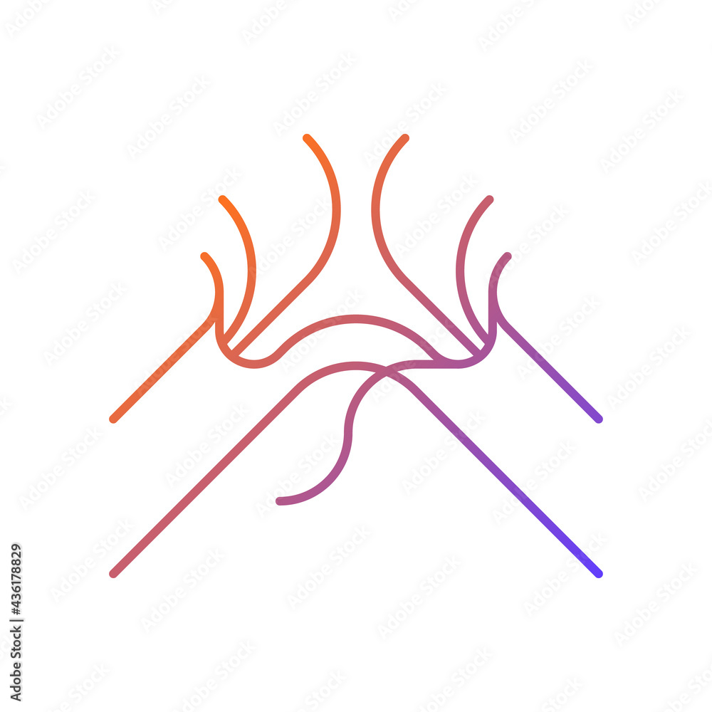 Damaged wire gradient linear vector icon. Frayed, tattered cords ...