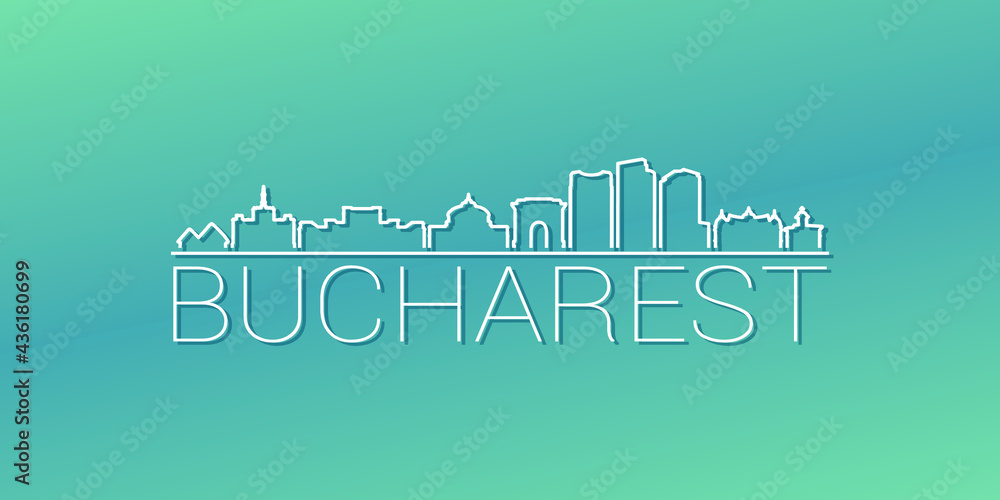 Bucharest, Romania Skyline Linear Design. Flat City Illustration ...