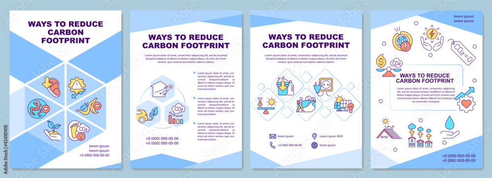 Carbon footprint reduction ways brochure template. Climate change ...