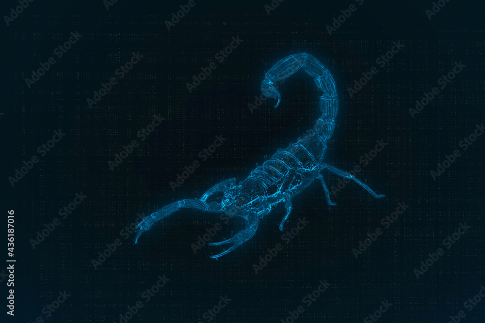 Highly venomous fattail scorpion, Androctonus australis, on sand, side ...