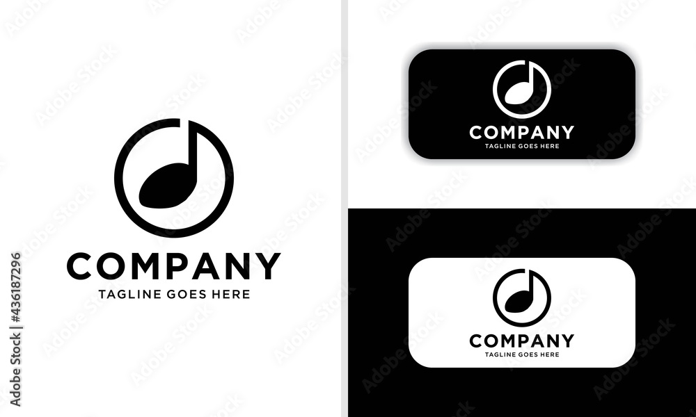 Circle shaped tone music logo design idea. Round logo with musical ...