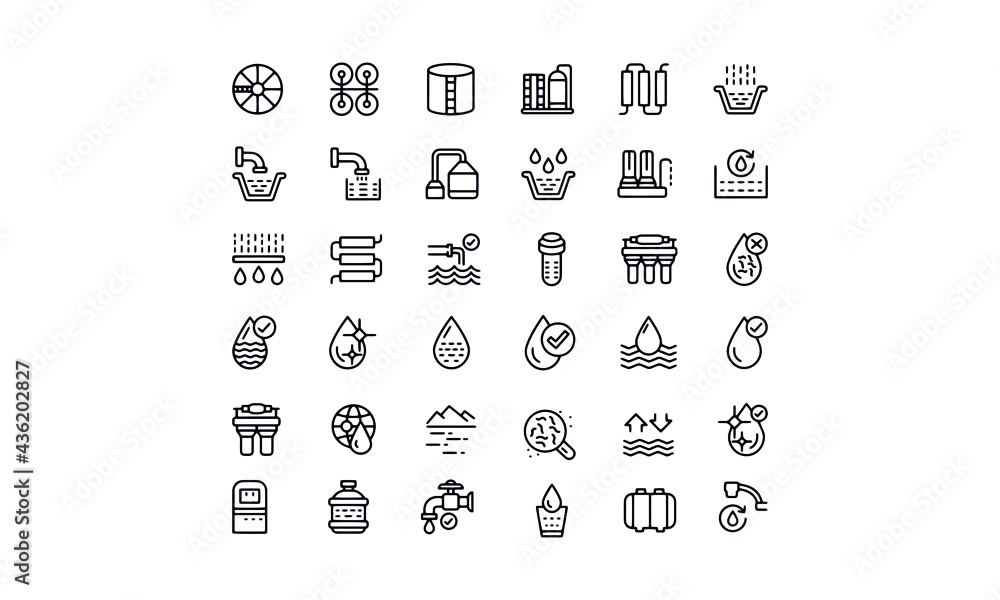Water treatment icons set vector design Stock Vector | Adobe Stock