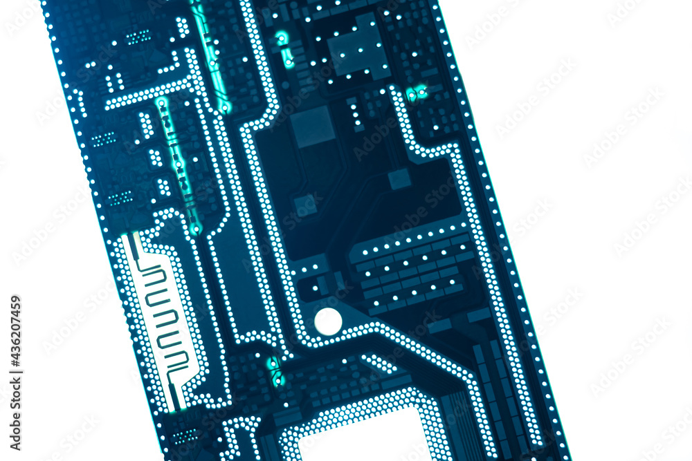 Silhouette of PCB board on a white background. Concept is ...