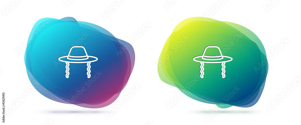 Set line Orthodox jewish hat with sidelocks icon isolated on white ...