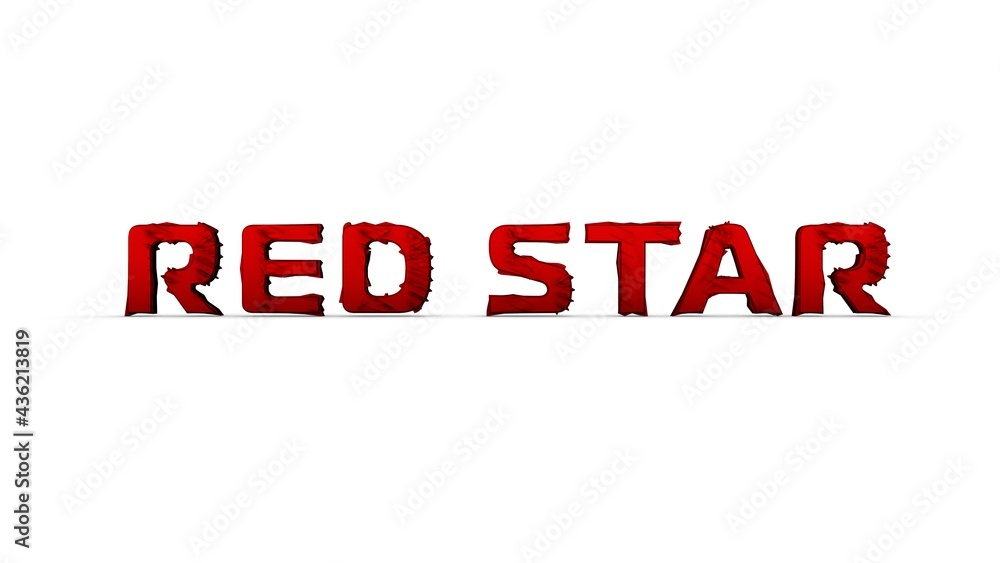 Red 3d text "red star" on a white background with a shadow at the ...