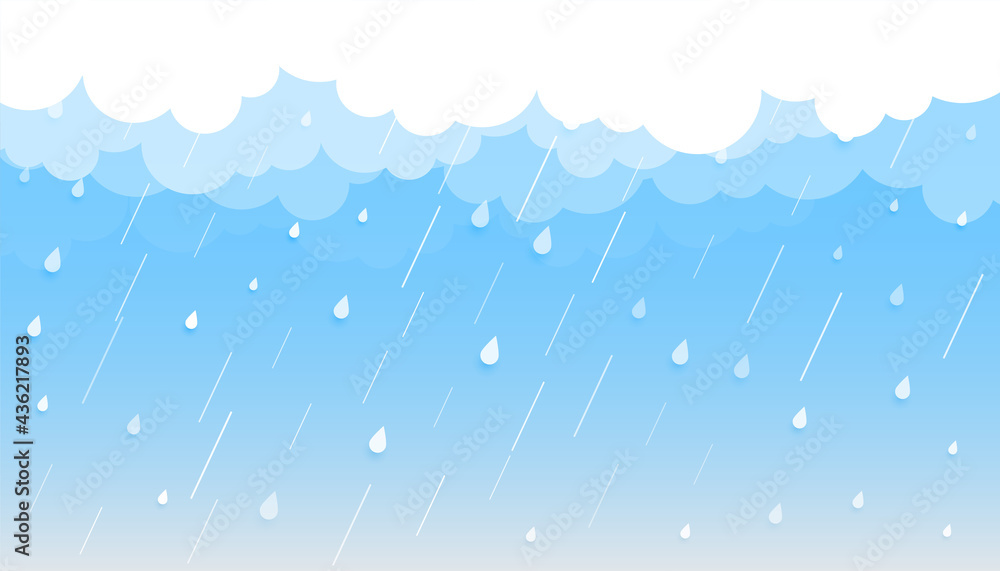 rainfall background with clouds and droplets Stock Vector | Adobe Stock