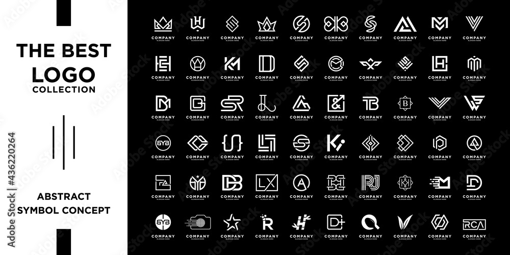 Set of abstract initial a-z monogram logo design, icons can used for ...