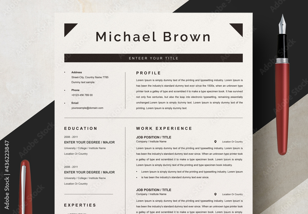 Professional Resume Layout Stock Template | Adobe Stock