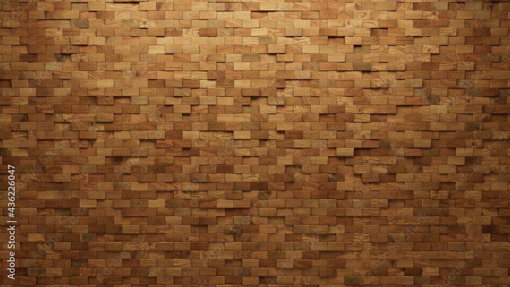 3D, Timber Wall background with tiles. Wood, tile Wallpaper with ...