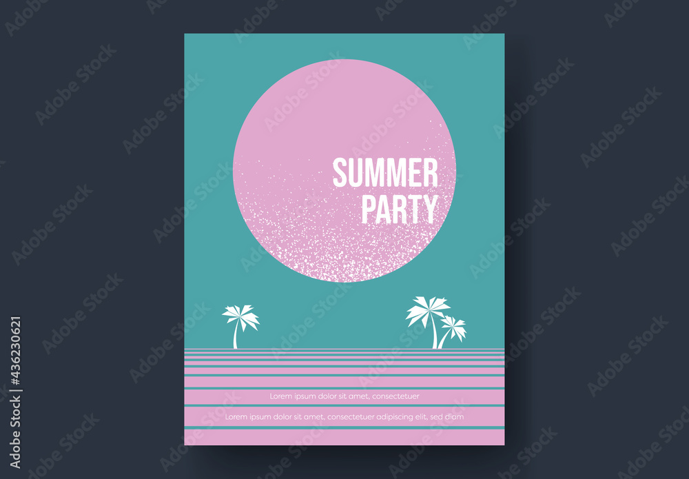 Retro Summer Sun Poster Stock Template | Adobe Stock