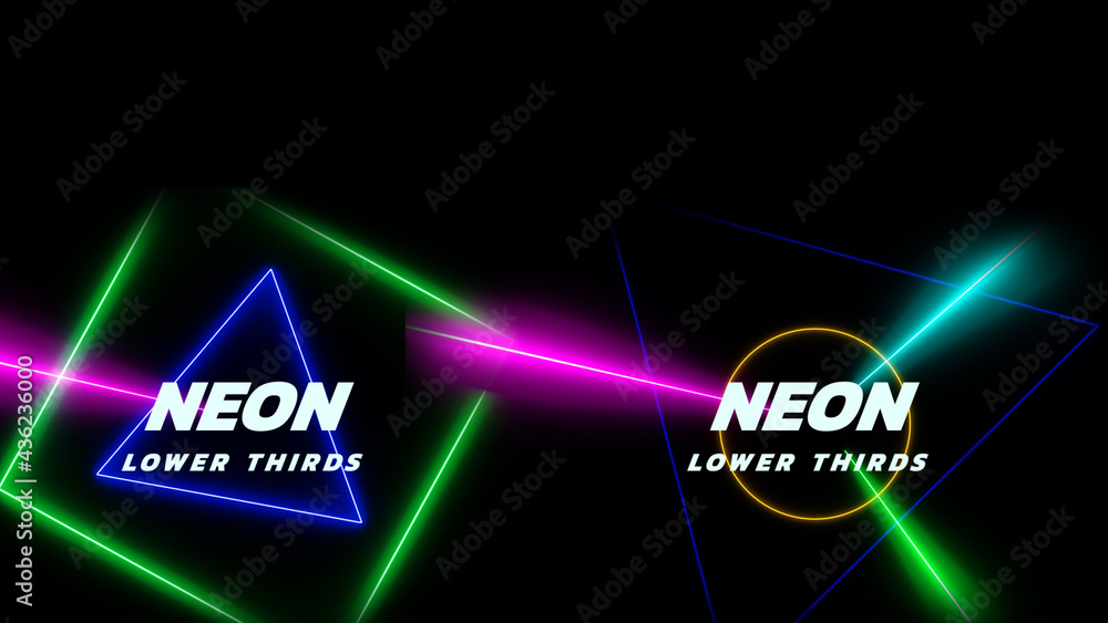 Cool Glowing Neon Shape Lower Thirds Stock Template | Adobe Stock
