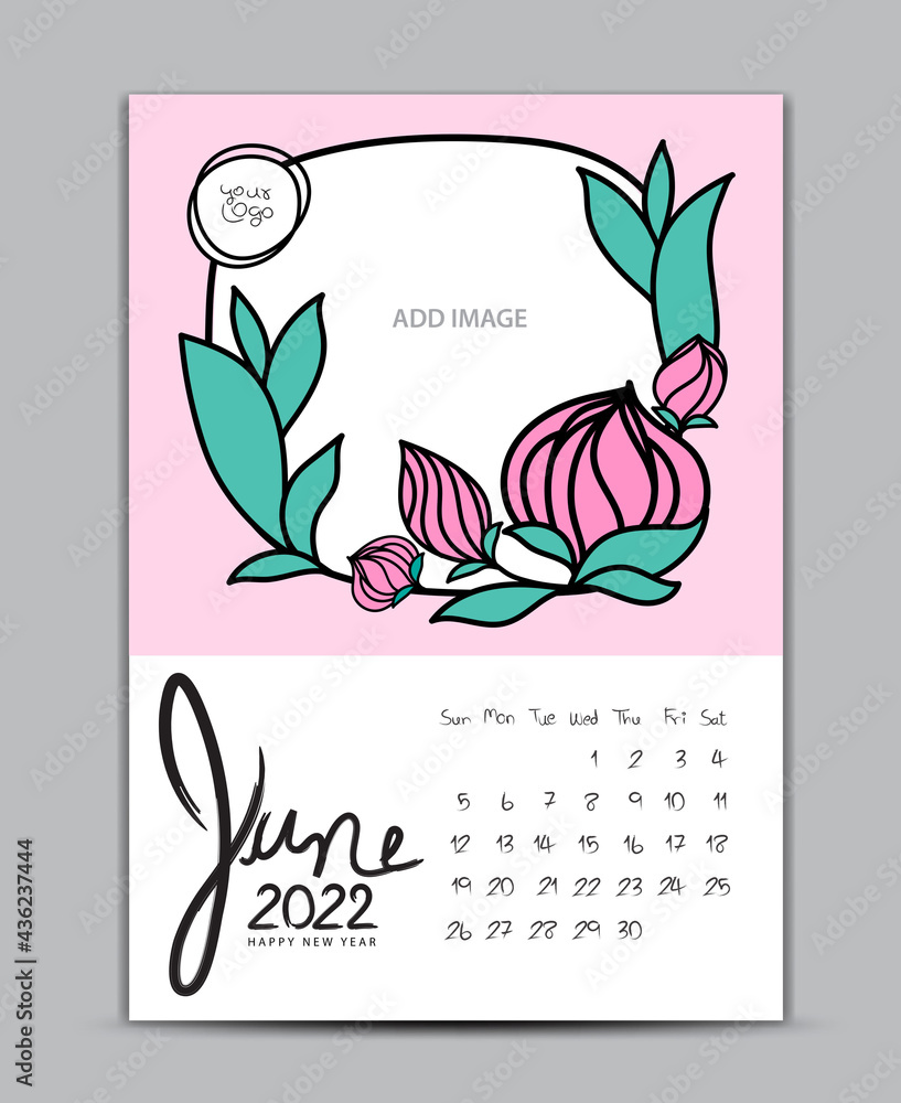 Calendar 2022 design nature concept, wall calendar 2022 year, Lettering ...