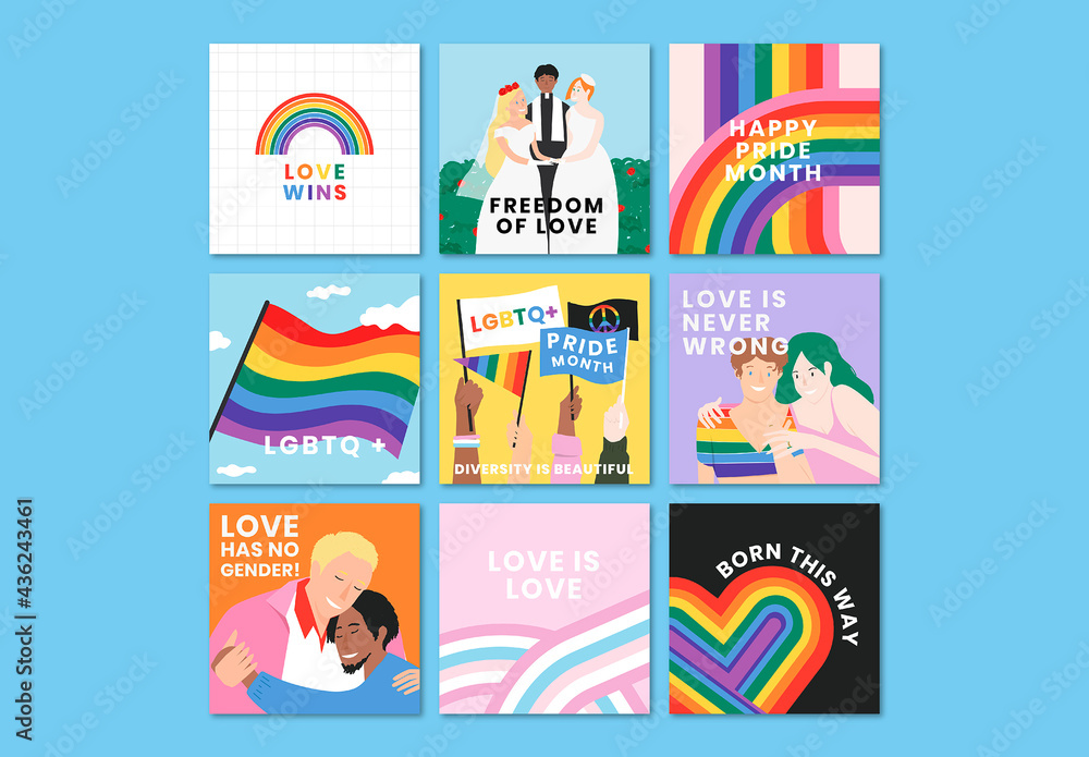 LGBTQ and Pride Month Layout Set Stock Template | Adobe Stock