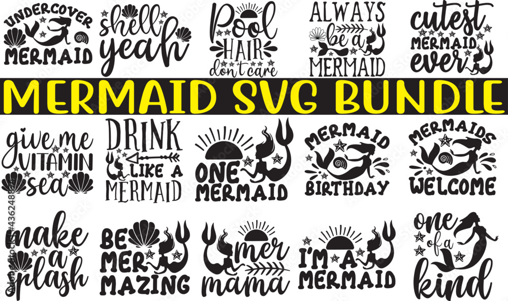mermaid svg bundle Stock Vector | Adobe Stock