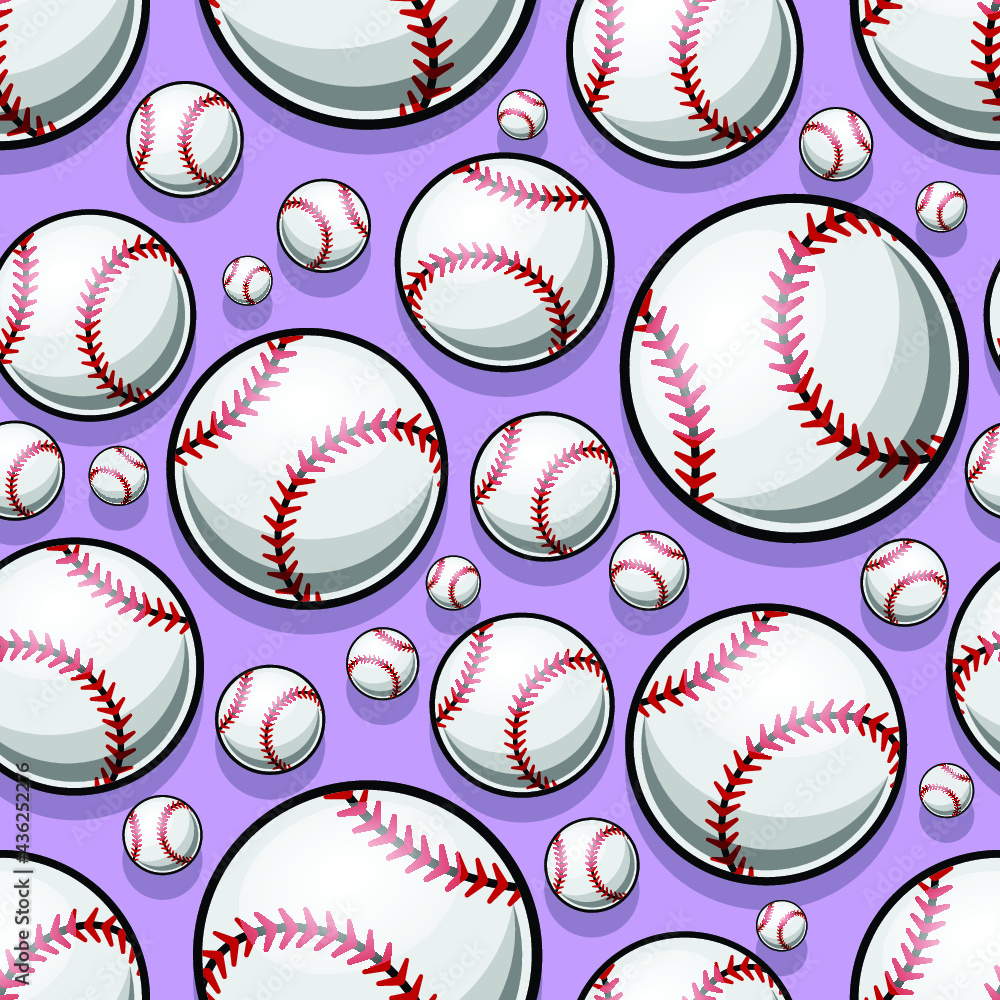 Baseball softball ball seamless pattern vector graphics. Ideal for ...