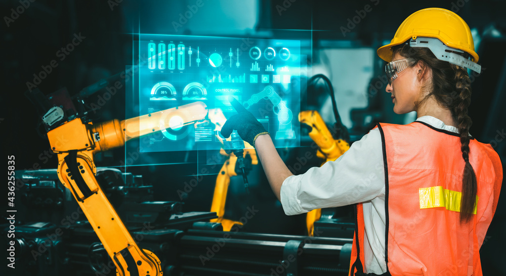Foto de Advanced robot arm system for digital industry and factory ...