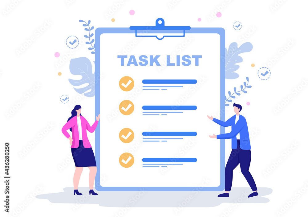 Task List Vector Illustration To Do list Time Management, Work Planning ...
