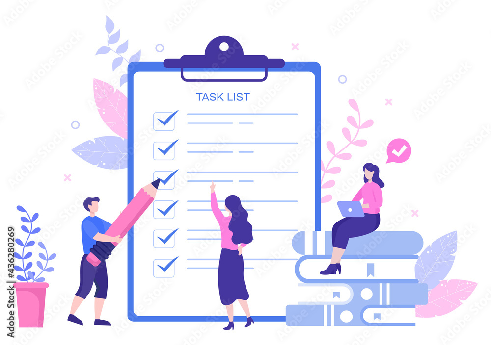 Task List Vector Illustration To Do list Time Management, Work Planning ...