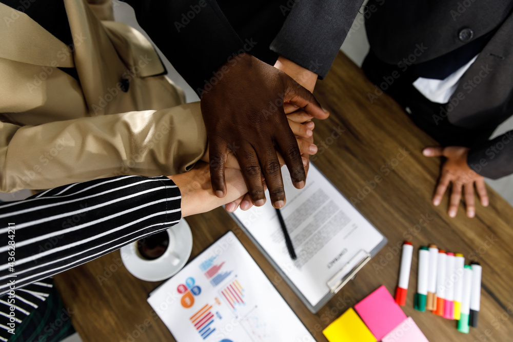 Close up on multiracial mixed race formal professional business people ...