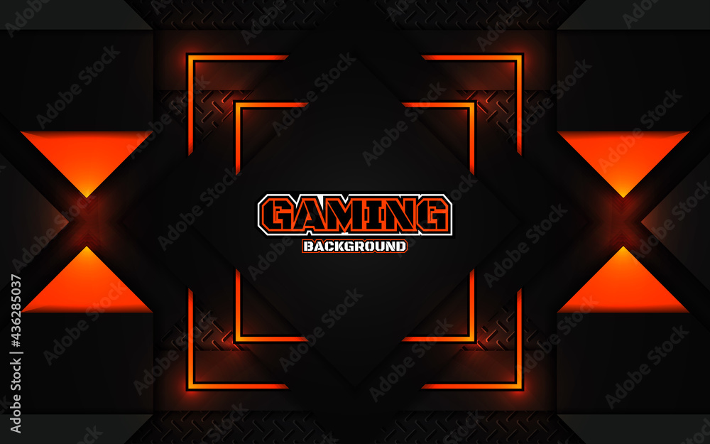 Abstract futuristic geometric black and red gaming background with ...
