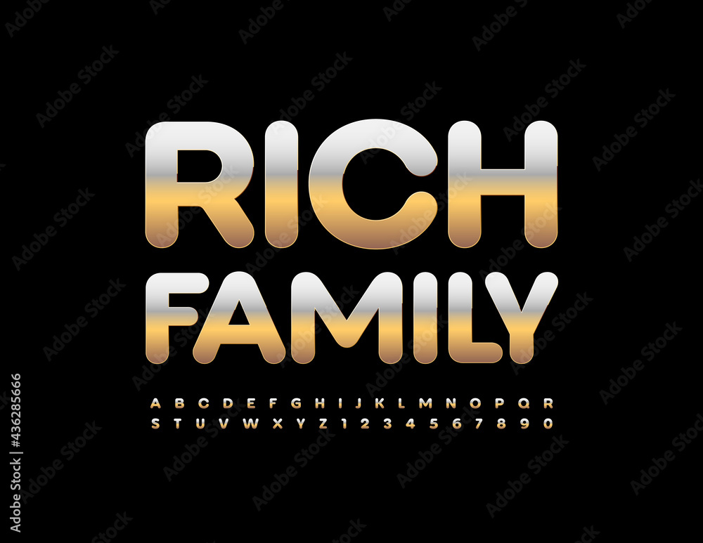 Vector chci template Rich Family. Elite style Font. Metallic Golden ...