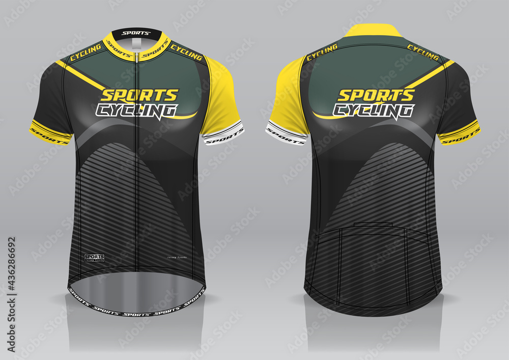 sports uniform for bicycle racing, front and back view ready to print ...