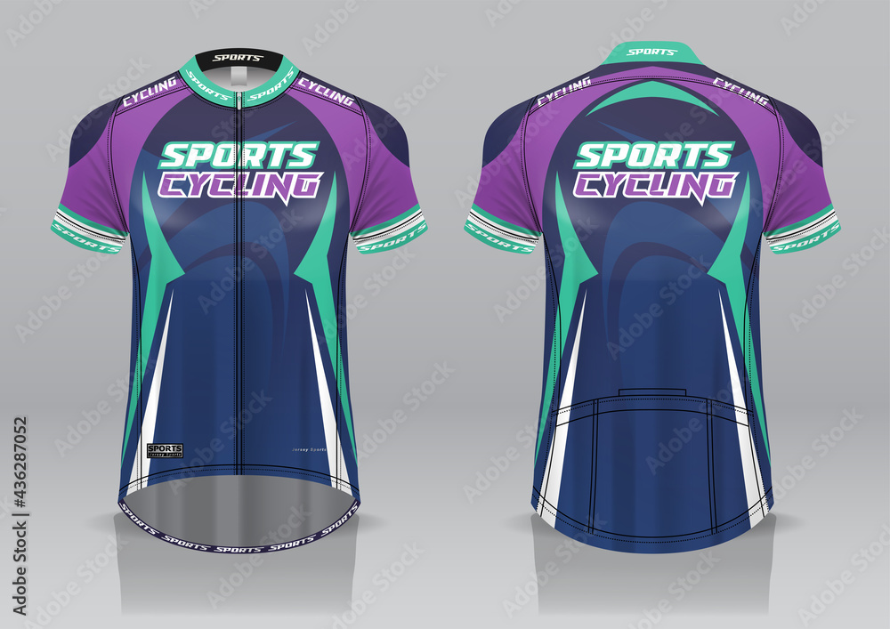 sports uniform for bicycle racing, front and back view ready to print ...