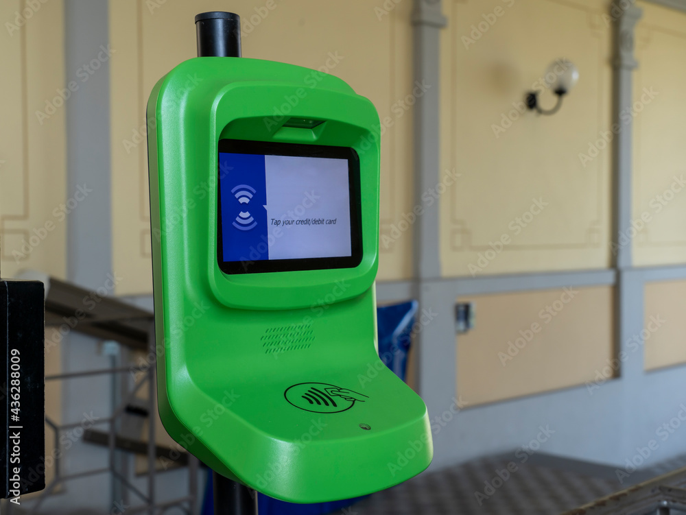 Contactless ticket validator for public transport. Purchase of the ...