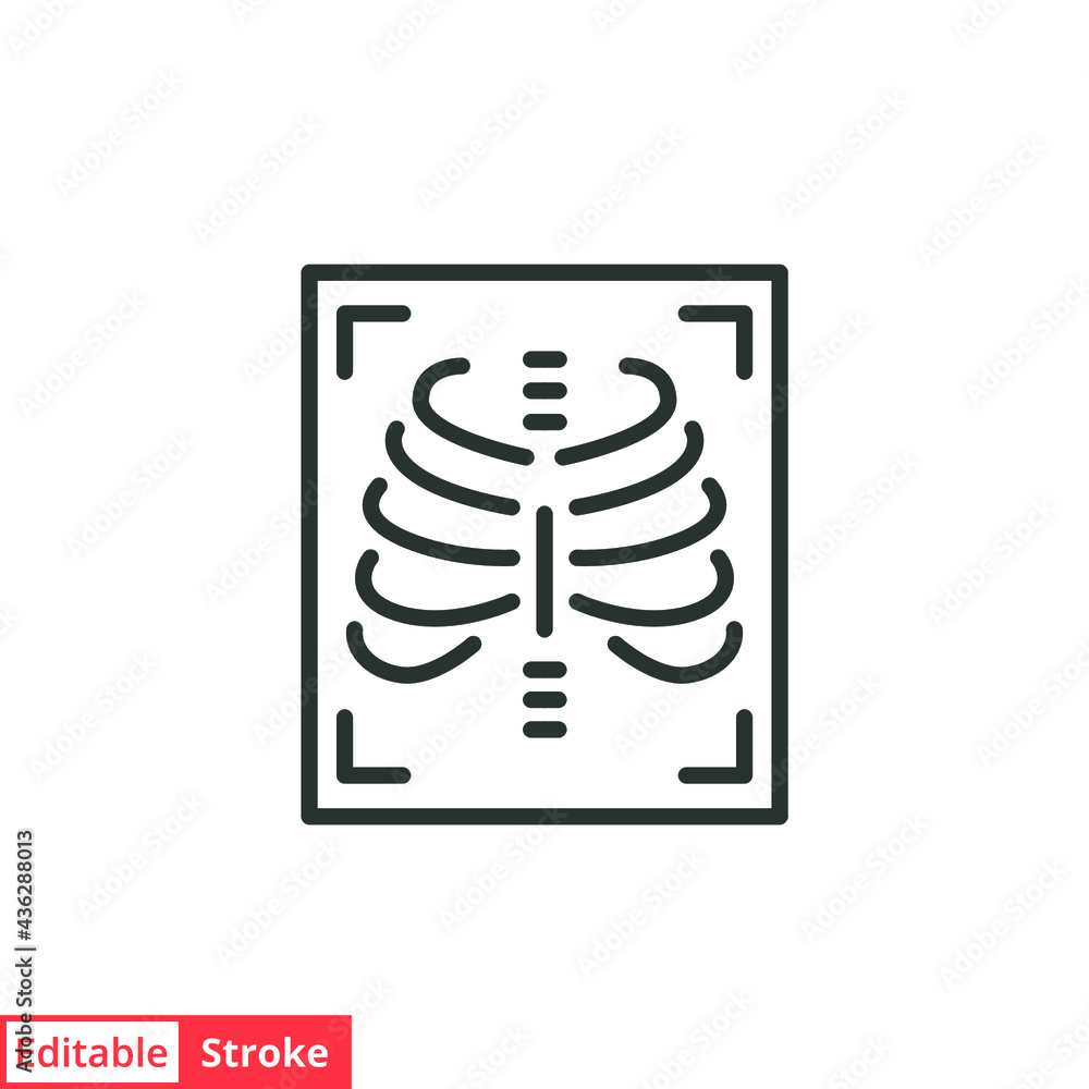 X-ray line icon. Simple outline style. Radiology, chest, scan, medical ...