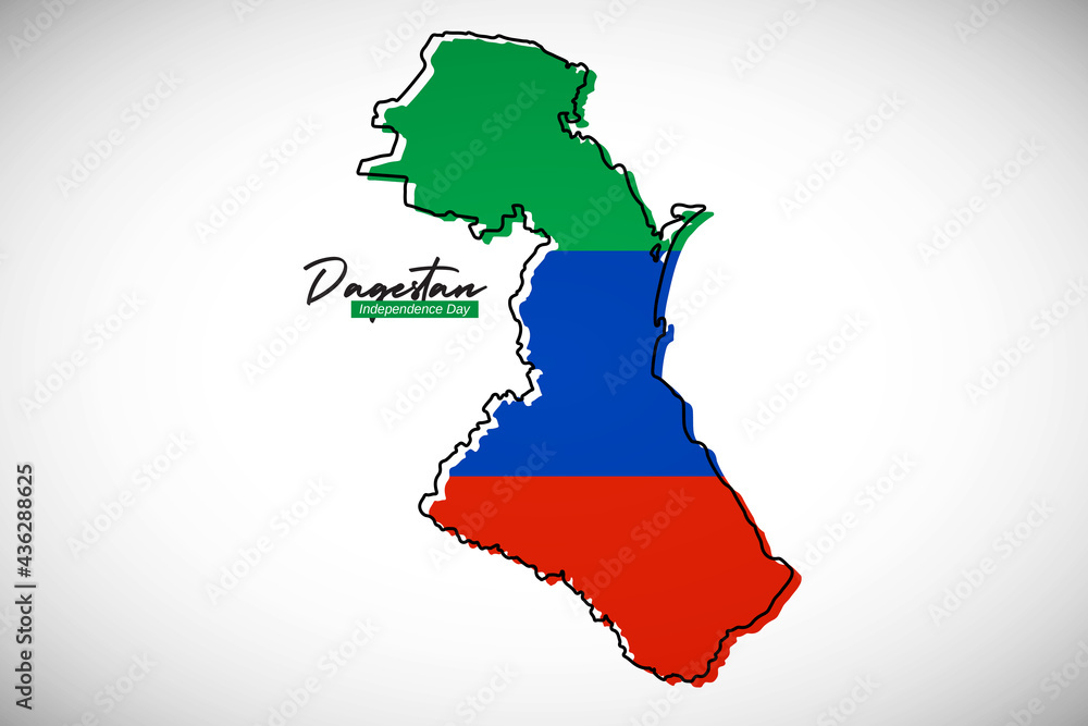 Happy independence day of Dagestan. Creative national country map with ...