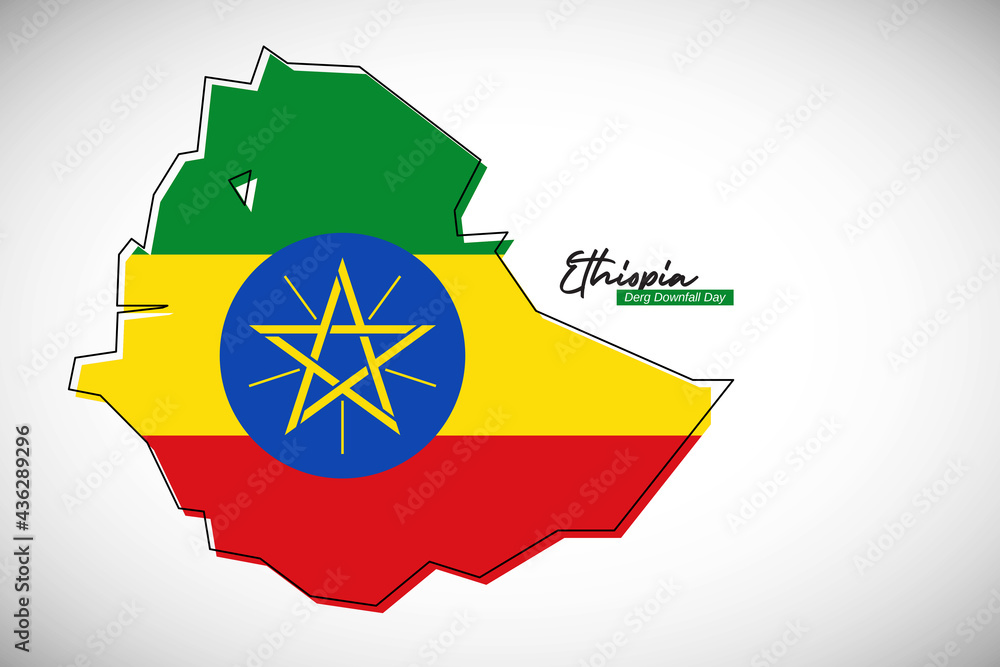 Happy derg downfall day of Ethiopia. Creative national country map with ...