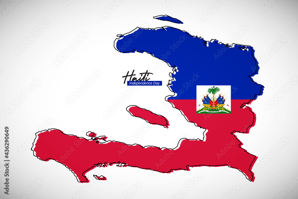 Happy independence day of Haiti. Creative national country map with ...