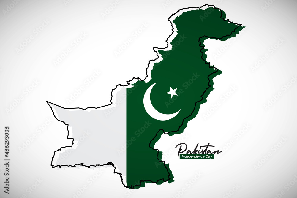 Happy independence day of Pakistan. Creative national country map with ...