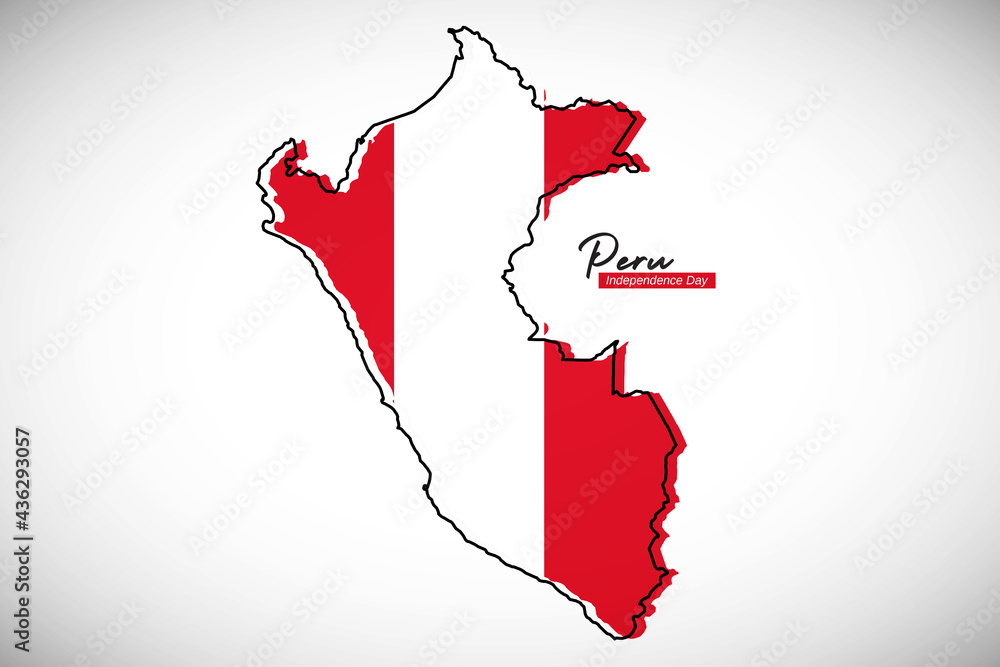 Vetor de Happy independence day of Peru. Creative national country map ...