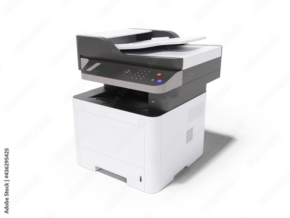 3d render printer multifunctional device on white background with ...
