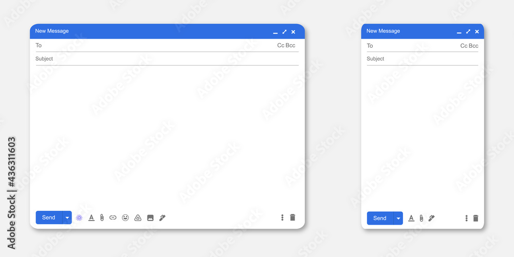 Mail mockup screen. Template of browser window for contact form. Vector ...