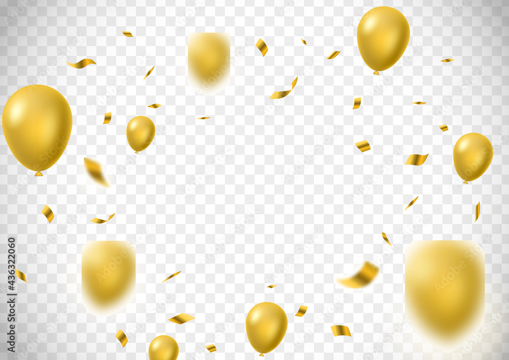 Gold balloon with decorative design, isolated white background. Vector ...