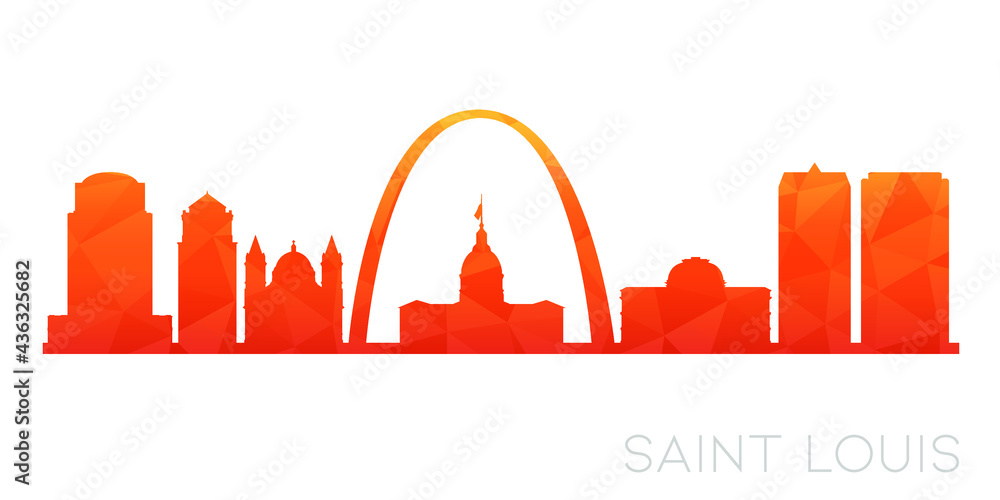 St. Louis, MO, USA Low Poly Skyline Clip Art City Design. Geometric ...