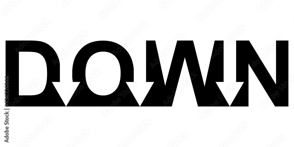 Sign logo down arrow word, vector word down arrow Stock Vector | Adobe ...