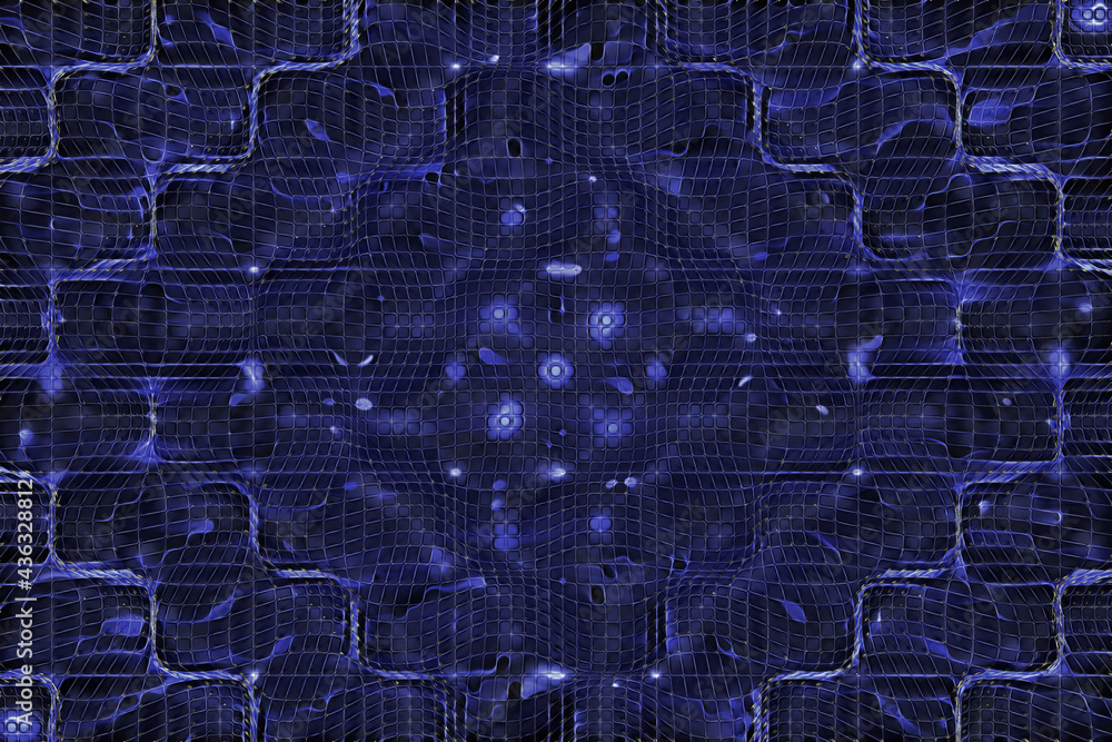 Abstract technology background. Design with blue mesh and wavy grid ...